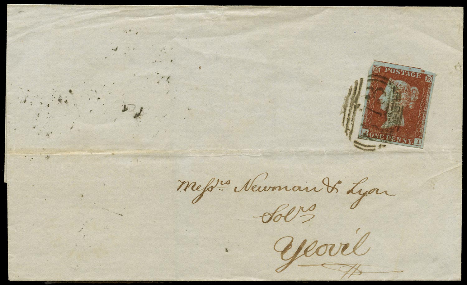 GB 1841 SG8 Pl.57 Cover - JI showing major re-entry – Stanley Gibbons