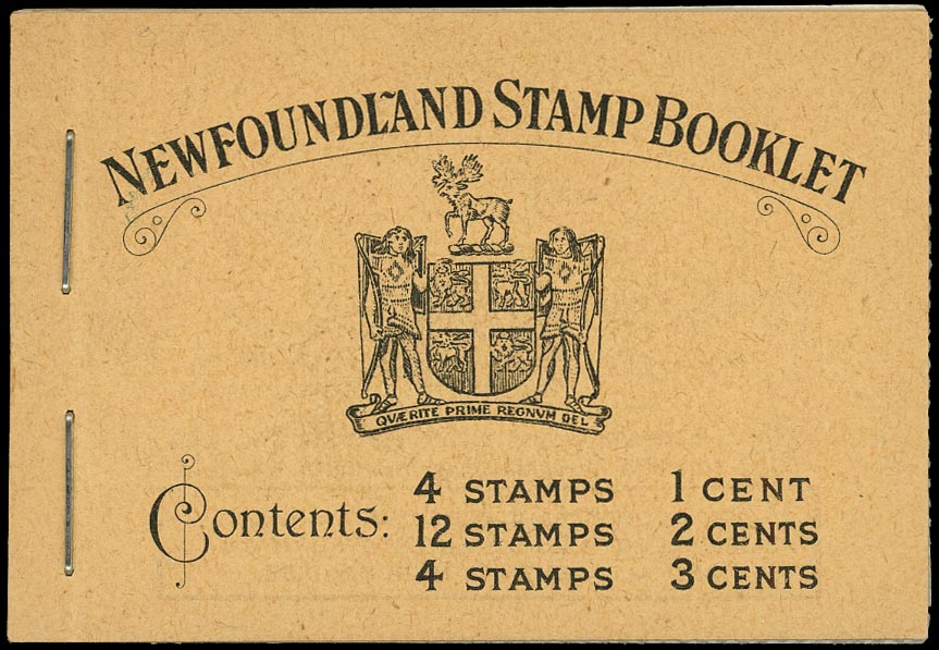 NEWFOUNDLAND 1932 SGSB2 Booklet 40c black on buff cover 1c, 2c, 3c per ...